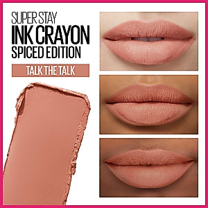 Maybelline Super Stay Ink Crayon Lipstick Makeup, Precision Tip Matte Lip Crayon with Built-in Sharpener, Longwear Up To 8Hrs, Talk The Talk, Sandy Nude, 1 Count