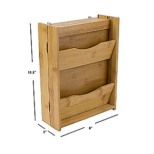 Bamboo Key and Mail Organizer For Wall ( Natural), By Home Basics | Mail Shelf Organizer With 6 Interior Key Hooks | Dual Compartment Small Mail Holder