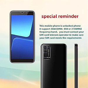 aderroo 1G RAM 4G ROM，Y300 Android Smartphone, 5.72-inch Screen，Front and Rear Cameras，Only Supports Dual SIM Card Frequency Band of 3GWCDMA：850/1900/2100MHZ, Unlocked Cell Phone（Blue）