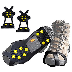 Limm Ice Snow Traction Cleats - Medium Lightweight Crampon Cleats for Walking on Snow & Ice - Portable Anti Slip Grippers Fasten Quickly & Easily Over Shoes, Boots and Other Footwear