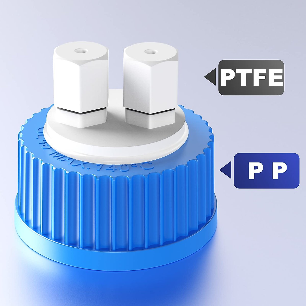 Multiple Distributor for Bottles GL45 Insert Made of PTFE,Liquid Chromatography Waste Cap,HPLC Solvent Delivery Caps,PP by ZHANXUBIO (1/8-2 Port)