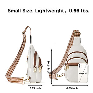 BOSTANTEN Small Sling Bag for Women Leather Crossbody Bags Fanny Pack Chest Bag for Travel, Beige