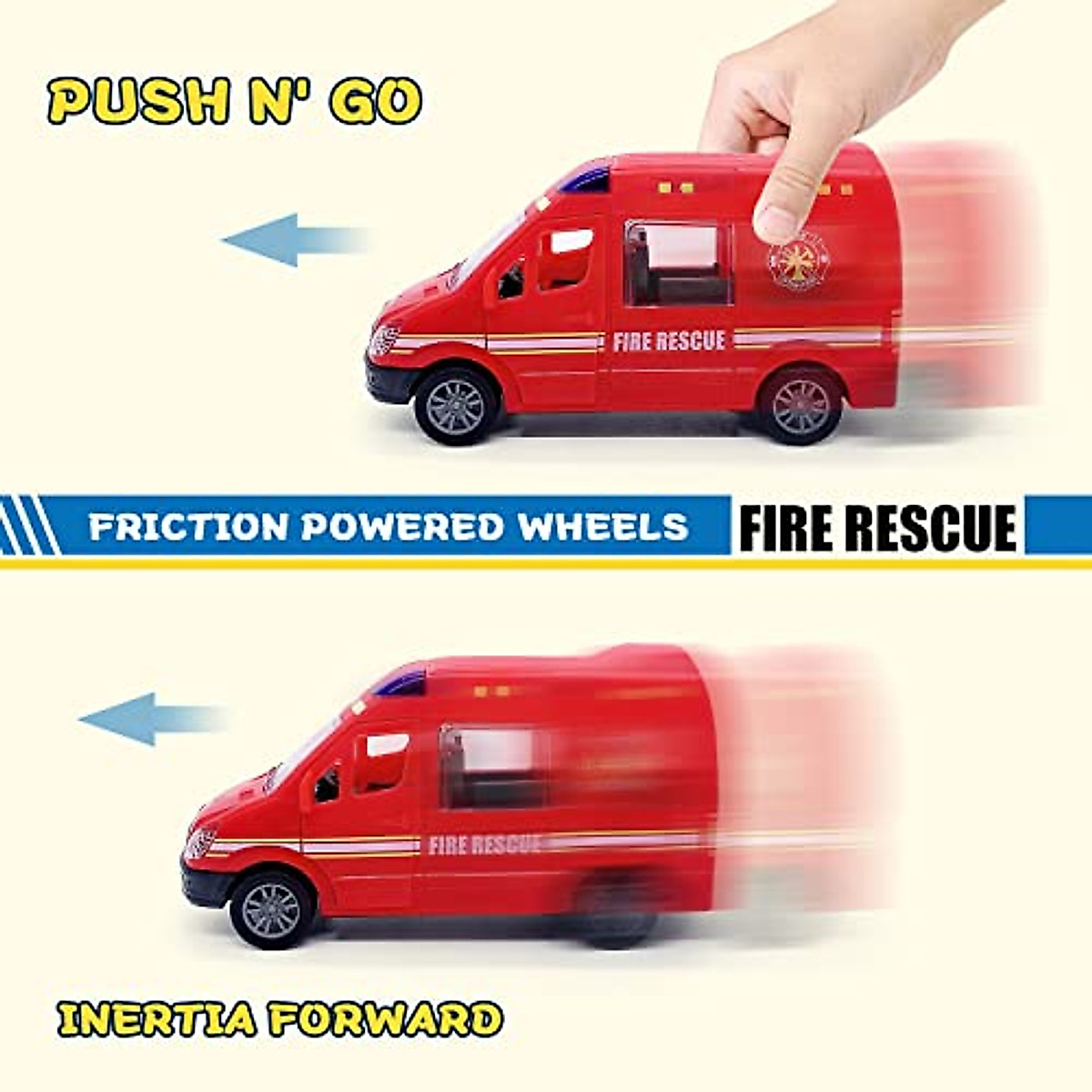 Wikineon Garbage Truck, Police Car Ambulance Toy, Toy Food Truck, Kids Toys Cars,Toddler Toys, Green Toys as your little One's Garbage Truck Toys Police Car Toy Food Van Collection Age 3+, Red Color