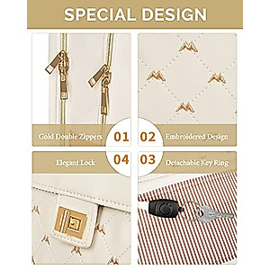 MATEIN Computer Backpack for Women, Large Anti Theft TSA 17 Inch Laptop Backpack with USB Charging Port, Durable Water Resistant Cute College Backpack Casual Daypack Purse for Work Travel, Beige