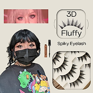 Okdeals 5 Pairs Japanese Style Makeup Eyelashes 3D Fluffy Spiky Eyelash Manga Lashes Little Devil Cosplay Anime Eyelash Natural Look Beauty Eye Lash Extension Tools