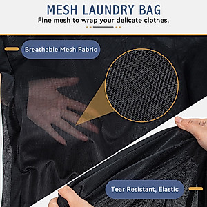 Isink Mesh Laundry Bag, 24" x 36" Large Heavy Duty Laundry Bag,Travel Laundry Bag for Dirty Clothes,Drawstring Laundry Bag for Apartments, College Dormitories,Camp (1 Pack, Black)