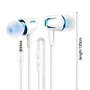 Gaweb Earphones, 1Set Earbud in-Ear Heavy Bass Built-in Microphone Fashion Wired Headset for Game - Blue