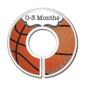 Basketball Nursery Closet Size Dividers, Boys Basketball Baby Clothes Organizers, Sports Theme Nursery - Gift for New Mom, Mom-To-Be, Baby Shower, Nursery Organization (Set of 6 (0-3m to 18-24m))