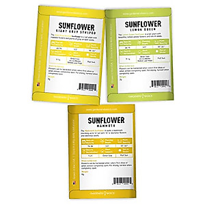 Sunflower Seeds for Planting Flowers (5 Pack Mix) - Velvet Queen, Dwarf Sunspot, Lemon Queen, Giant and Mammoth Bulk Mix of Regular Sunflower Seeds for Outdoor Flower Garden by Gardners Basics