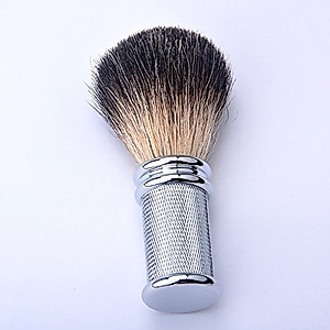 CSB Hand Made Pure Black Badger Hair Shave Brush with Chrome Metal Handle