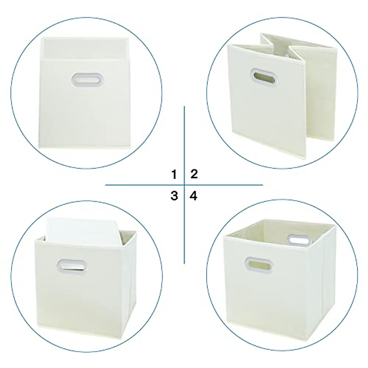 STOREONE Fabric Storage Bins Cubes Baskets Containers-(11X11X11") with Dual Handles Cube Storage Organizer Bins for Shelf Closet, Bedroom Organizers, Foldable Set of 3 (Creamy- White )