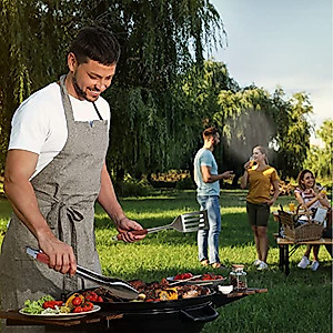 BBQ Grill Tools Set Accessories,Rose Wooden 17'' Heavy Duty Essential Grilling Barbecue utensils with Super Thick Stainless Steel Spatula,Clean Brush,Tongs,Knife for Outdoor grill. Grill Gifts for Men