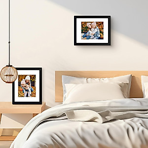 Golden State Art, 11x14 Black Picture Frame - Solid Wood, Tempered Glass, and White Mat Display for 8x10 Picture (Wall Display)