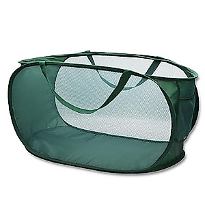 HONOMA Sturdy Mesh Laundry Hamper Basket Bag,Pop up Basket with Side Pocket for Laundry Room, Bathroom, Kids Room, College Dorm or Travel (Pop Horizontal, Emerald)