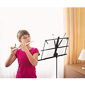 EASTROCK Folding Music Sheet Stand 2 in 1 Dual-Use Portable Foldable Music Stand Desktop Book Stand with Carrying Bag, Lightweight Metal Music Stand Holder Suitable for Instrumental Performance
