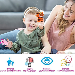 12 Pack Plush Animal Finger Puppet Toy with Valentine's Greeting Cards, Valentine School Classroom Prize Party Favor Toys, Valentine Gift Exchange