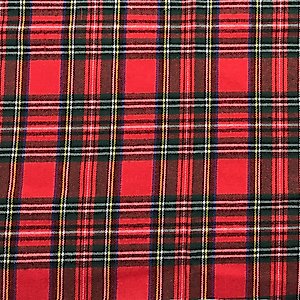 Red Tartan Plaid Fabric Cotton Width 57 Inches Yarn Dyed and Brushed for Festive Christmas Decorations and DIY Crafts and Dress (Red-Black, Cut by The Yard)