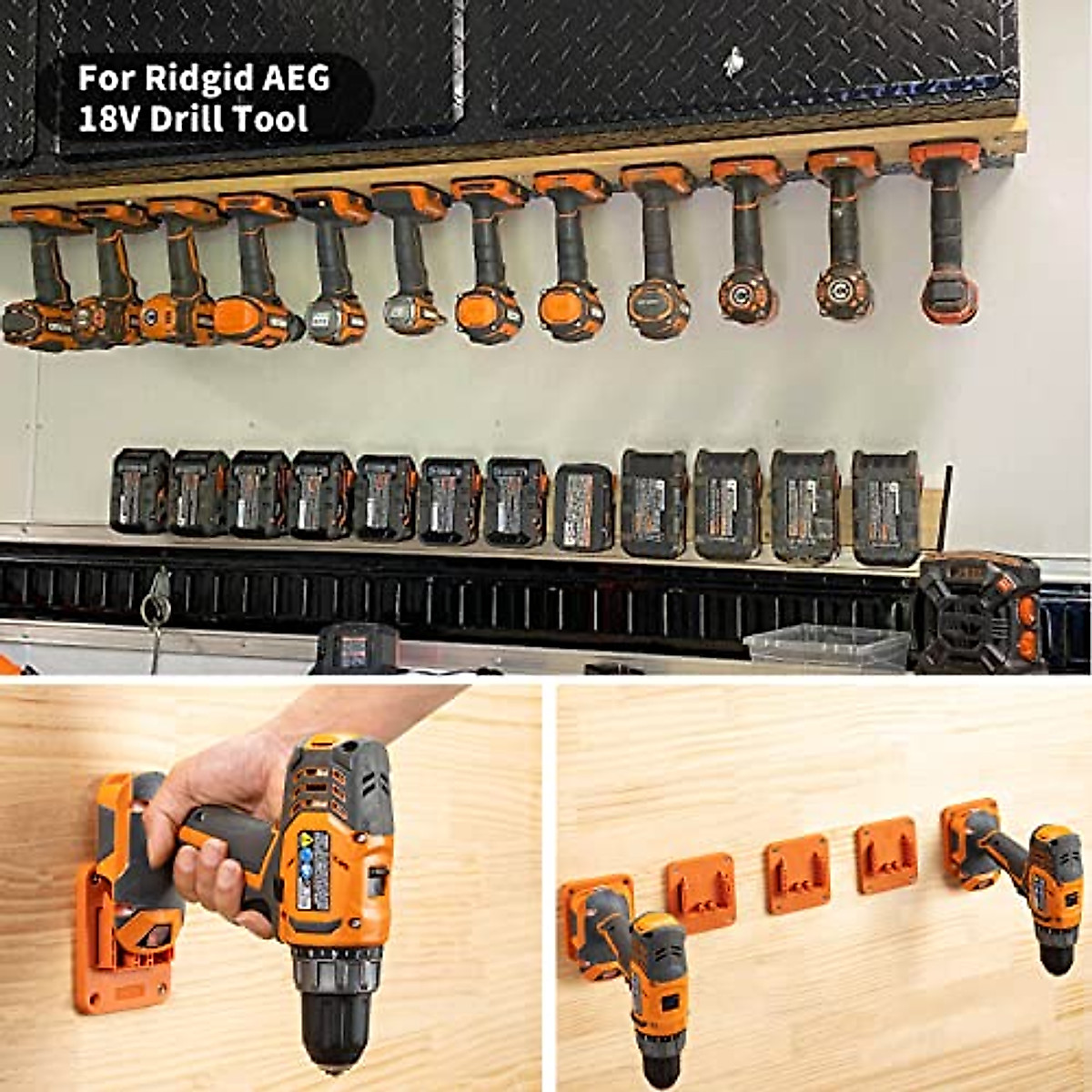 Tool Holder Mount for Ridgid AEG 18V Drill Tool Hanger Power Tool Storage -5 Pack