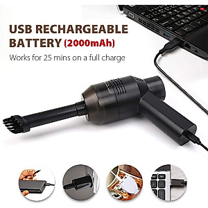 Honlibey New Cordless Mini Computer Vacuum, Portable Vacuum Cleaner Car Vacuum Dust Kit - Cleaning Dust, Hairs, Crumbs, Scraps, Ash for Laptop, Keyboard, Computer,Car, Pet House, Sewing Machine