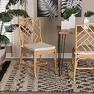 Baxton Studio Rio Dining Chair, One Size, White/Natural Brown