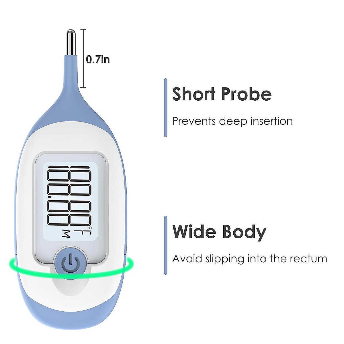 Digital Rectal Thermometer for Baby, Infant Thermometer, with 30 Probe Covers, Quick Read, Large Clear Display