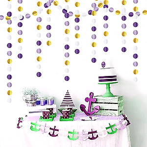 Purple-Lavender White-Gold Party-Decorations Paper Garland - 39ft 3D Graduation Hanging Streamers Banner,Birthday Wedding Anniversary Baby Shower Bachelorette Valentine Day Backdrop Decor Burgleda