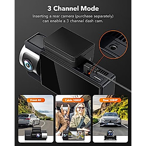 WOLFBOX i17 Dash Cam Front Inside, 4K+2.5K 5G WiFi Dual Dash Camera with 64GB Card, 2160P UHD 3" LCD Car Camera for Cars with Super IR Night Vision, Smart Parking Monitor, GPS, Loop Recording