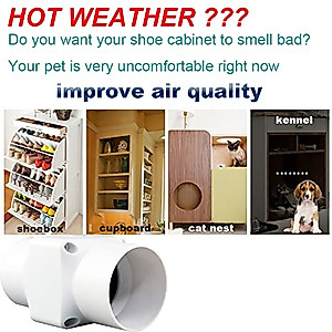 Fostaugh 2 inch 50mm Inline Duct Ventilation Fan Dog House, Pet Indoor Vent Blower Air Vent Check Valve for Greenhouse Bathroom Tent Room Basement Attic Kitchen, White