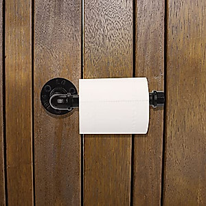 Songtec Industrial Pipe Towel Bar 16-Inch & Toilet Paper Holder, Rustic Look Towel Rack Hat Rack, Farm Style Décor for Bathroom – Black