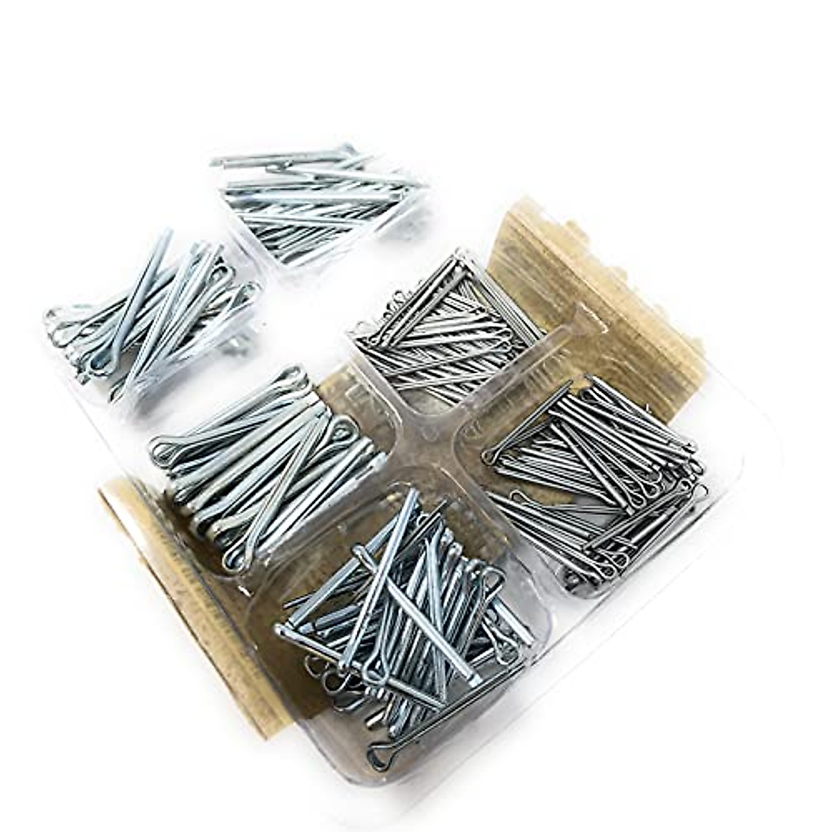 Everbilt 164 Pcs Galvanized Zinc Plated Steel Cotter Pin Clip Assortment Combo Pack Kit Set Key Fastner -Small- 6 Different Sizes- Not Metric, Made for USA, with USA Sizes-Extended Prong