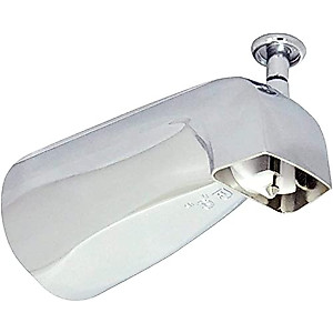 Tub Spout with Front Diverter, 1/2 inch IPS Female Front End Thread, 5-1/4 inch Overall Length, for 4 inch to 4-3/8 inch Length Galvanized Pipe Nipple, Polished Chrome Finish
