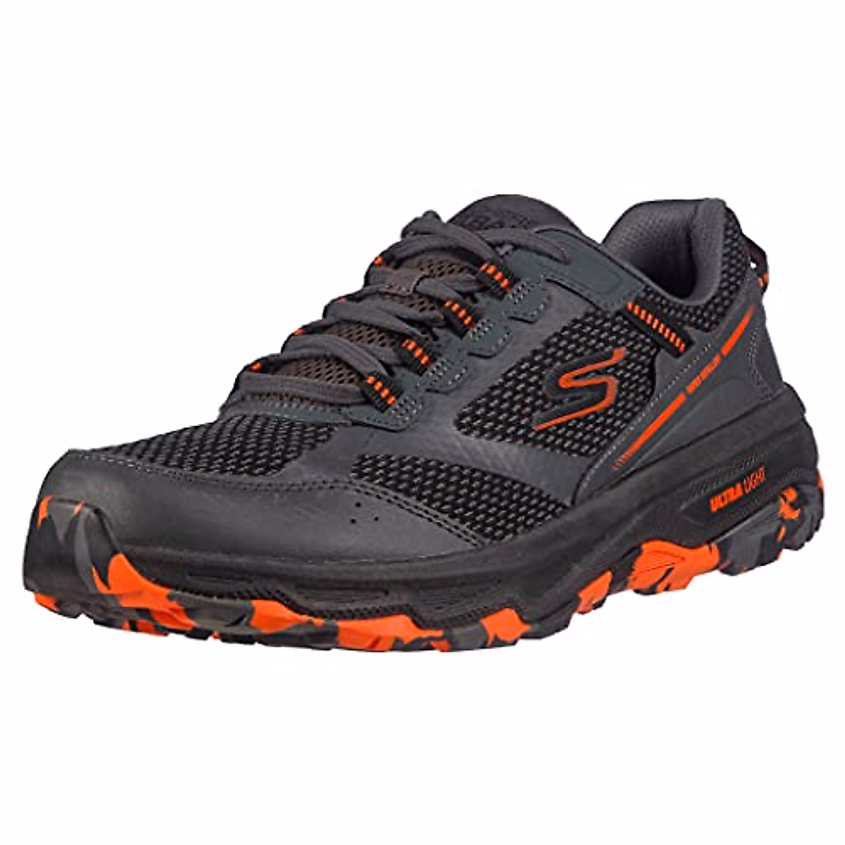 Skechers Men's GOrun Altitude-Trail Running Walking Hiking Shoe with Air Cooled Foam Sneaker, Charcoal/Orange/Black, 10.5