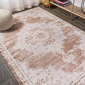 JONATHAN Y MDP400B-5 Alhambra Ornate Medallion Modern Indoor Area-Rug Vintage Bohemian Easy-Cleaning Bedroom Kitchen Living Room Non Shedding, 5 ft x 8 ft, Brown/Cream