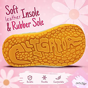 Little Mae's Boutique Mary Jane White Flower Punch Squeaky Shoes for Toddler Girls, Ideal Toddler Walking Shoes with Removable Squeaker and Adjustable Strap - Flexible Sole Baby Shoes (4)