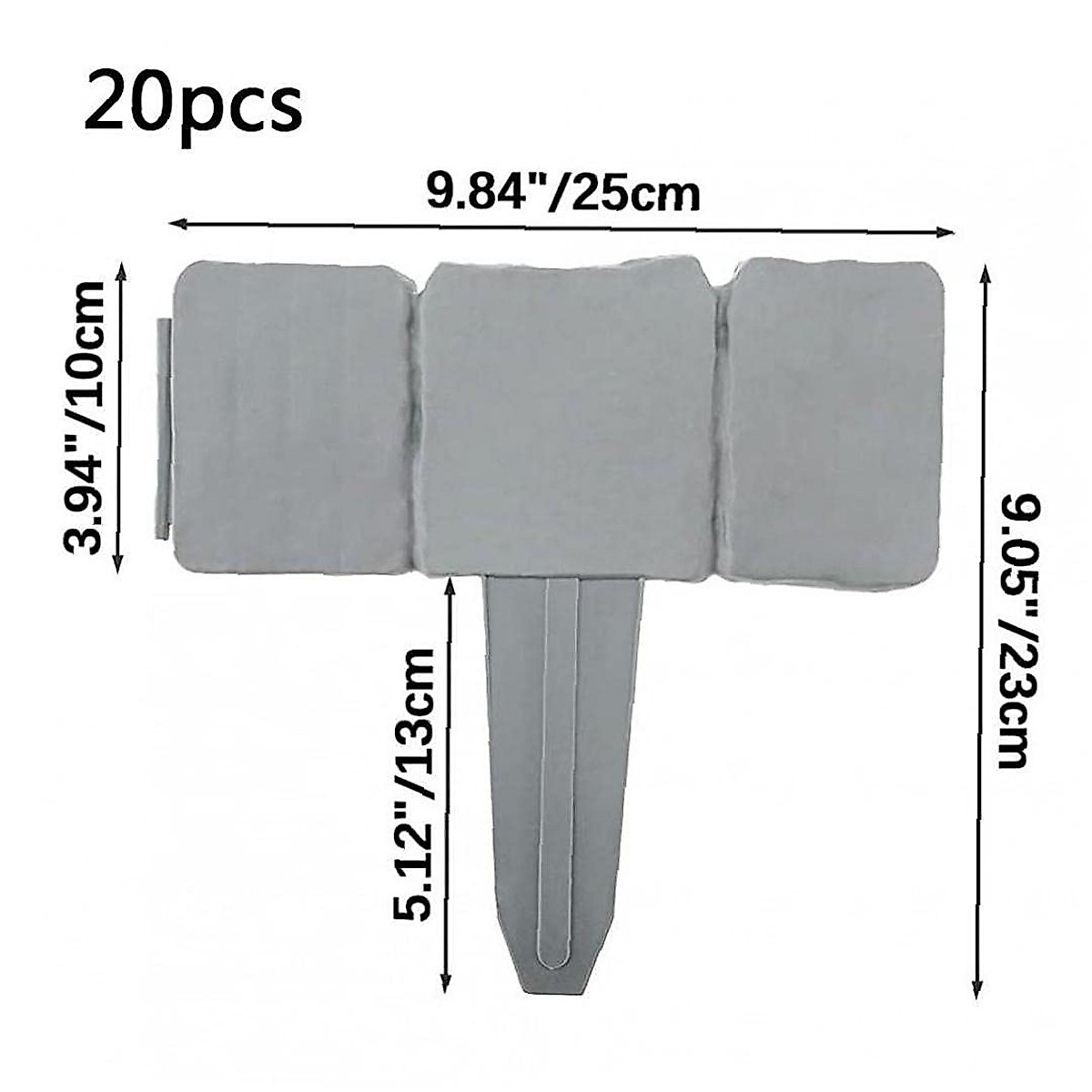 TOSSPER 20pcs Garden Border Edging, Stones Effect Fence Decorative Flower Bed Edging for Garden Lawn Landscape Interlocking Outdoor Lawn Stakes (Grey)