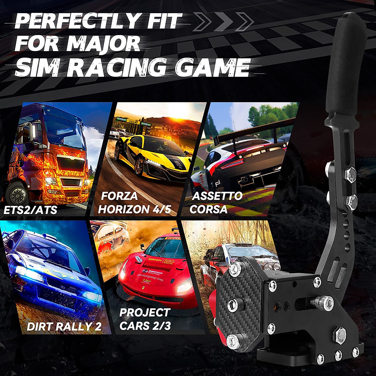 USB PC Handbrake with Clamp and USB H Gear Shifter for Logitech G25 G27 G29 T300RS/GT Steering Wheel PC Windows Sim Racing