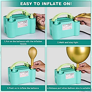 Electric Balloon Pump 110V 600W Dual Nozzle Portable Balloon Inflating Pump Halloween Balloon Arch Kit with Balloon Flower Clips Balloon Tape Balloon Knotter Dot Glue Avocado Green