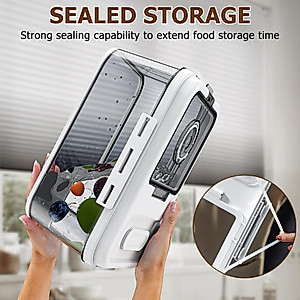 Olimingse Bread Box For Kitchen Countertop, Airtight Bread Storage Container, Time Recording Bread Keeper with Lid,Bread Storage For Homemade Breads, Toast, And Cookies, White Bread Holder.