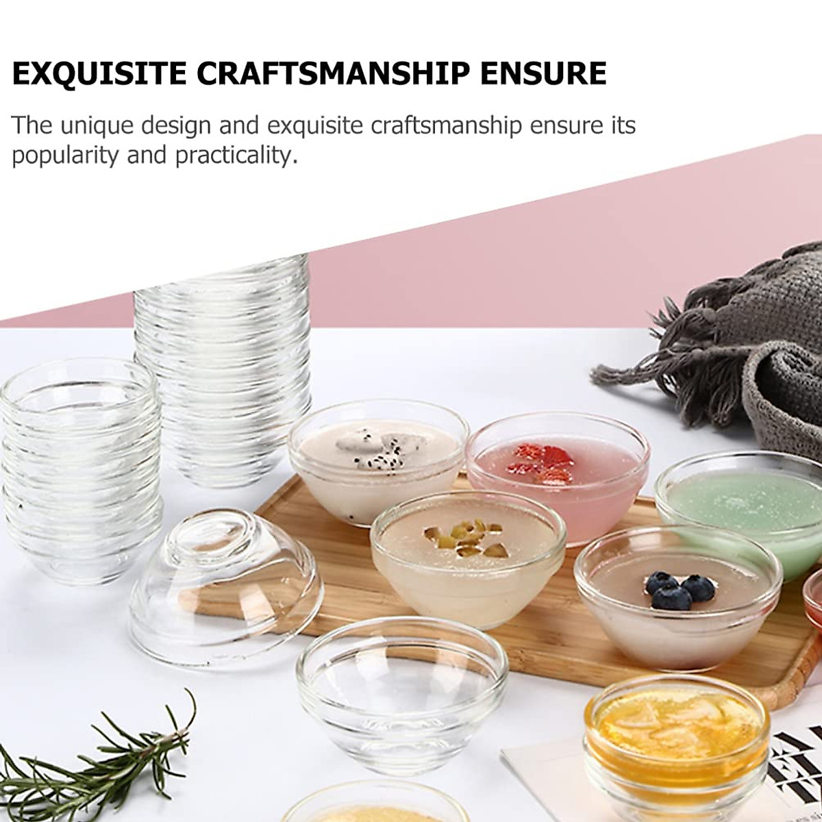 Housoutil 8 Packs 1.5oz Stackable Food Prep Bowl, Multipurpose Clear Small Serving Bowls, Glass Stackable Dessert Bowls Set Dishware Safe for Kitchen Prep, Dessert, Dips, Candy