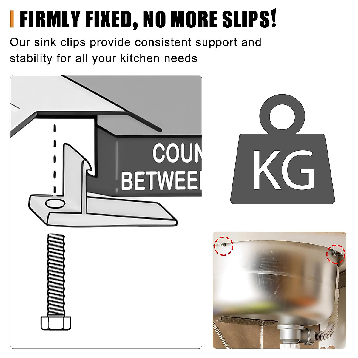 Dreyoo 12 Pack Drop in Sink Mounting Clips, Sink Clips for J Channel Stainless Steel Sinks, Sink Rim Clips Works on J Hook Style Sink Frames, Easy to Install, Rust Resistant Hardware