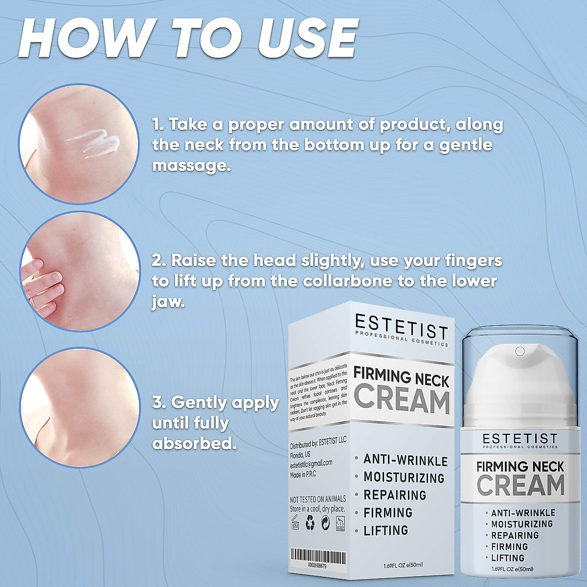 Neck Firming Cream for Tightening & Lifting Sagging Skin - Double Chin Reducer - Anti Wrinkle Anti Aging Treatment for Neck & Décolleté - Crepe Skin Repair for Chest - With Vitamin C & Coconut Oil