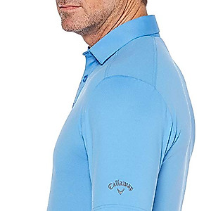 Callaway Men's Micro Hex Golf Performance Polo Shirt with Sun Protection, Solid Stretch Fabric, Marina, Large