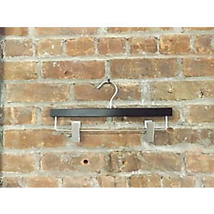 NAHANCO 21214RC 14” Wooden Pant Skirt Hanger with Chrome Hook and Clips , Black (Pack of 100)