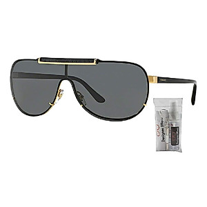 Versace VE2140 100287 40M Gold/Grey Pilot Shield Sunglasses For Men For Women + BUNDLE with Designer iWear Eyewear Kit…
