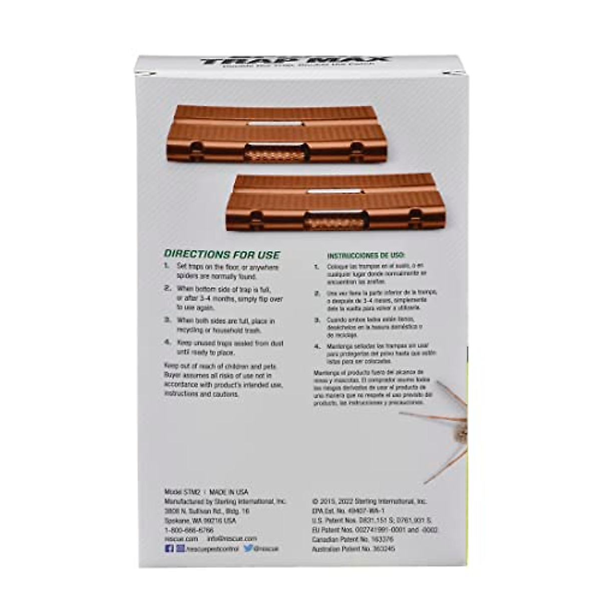 RESCUE! Spider Trap MAX - Large Indoor Sticky Spider Trap - Catches Brown Recluse, Hobo Spiders, Black Widows & Wolf Spiders - 2 Pack (4 Traps)