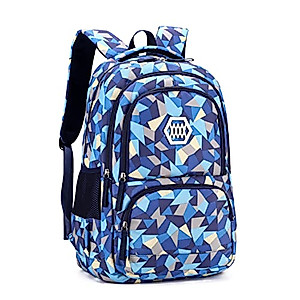 Geometric-Print Backpack for Boys Middle-School Elementary Bookbags