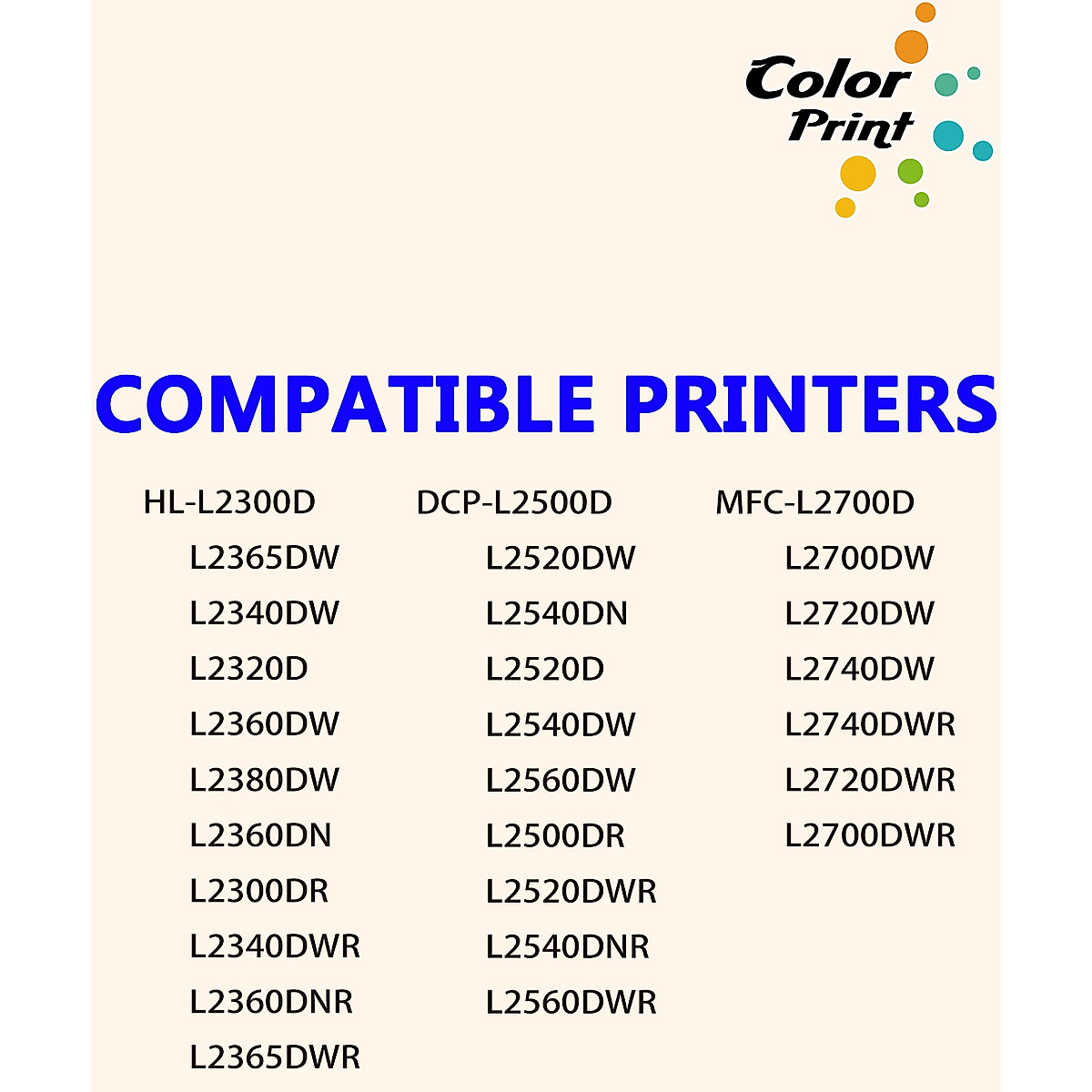 2-Pack ColorPrint Compatible TN-660 Toner Cartridge Replacement for Brother TN660 TN630 Used for HL-L2300D HL-L2365DW HL-L2360DW HL-L2380DW DCP-L2540DN DCP-L2540DW MFC-L2720DW MFC-L2740DW Printer