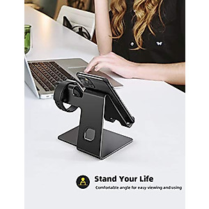 Lamicall Stand for Apple Watch Phone Holder 2 in 1 Desktop Stand Holder Charging Station Dock Compatible with Apple Watch SE Series 8/7/6/5/4/3/2 Ultra [Charging Cable Not Include]