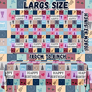 ASSEMBLY Happy Birthday Tablecloth,3pcs Plastic Birthday Table Covers Decoration for Music Fan Theme Party Supplies