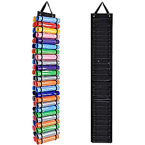 Vinyl Holder, Vinyl Roll Holder, Vinyl Storage Organizer Wall Mount/Over The Door, Craft Vinyl Storage Rack,Vinyl Roll Storage Rack,Hanging Organizer Storage with 48 Roll Compartments (Black)